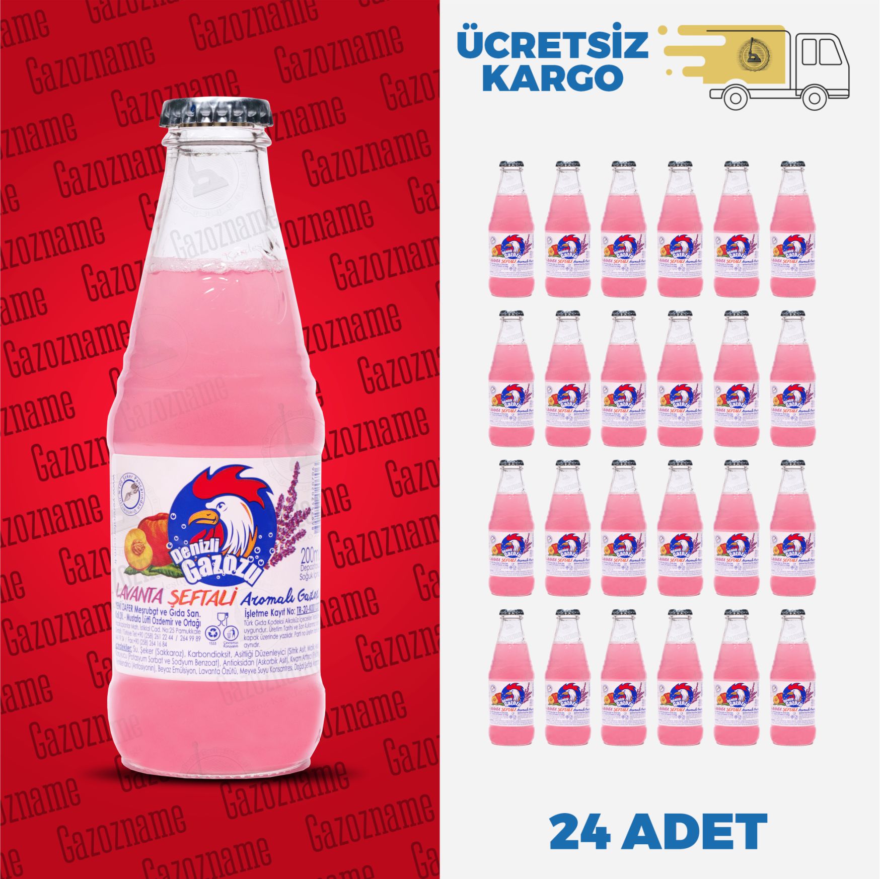 Denizli Lavanta & Şeftali 200 ml (24 adet) Denizli Lavanta & Şeftali 200 ml (24 adet)